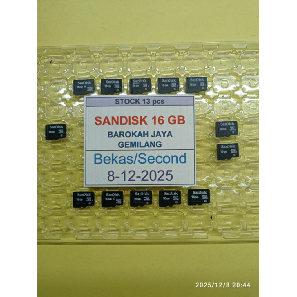 Jual Memory Card Micro SD 16 GB Bekas atau 16GB Second Merk SANDISK ...