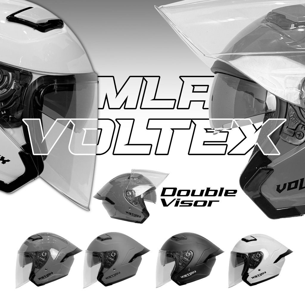 Jual Helm Half Face MLA VOLTEX TERBARU Solid DOUBLE Visor Spoiler ...