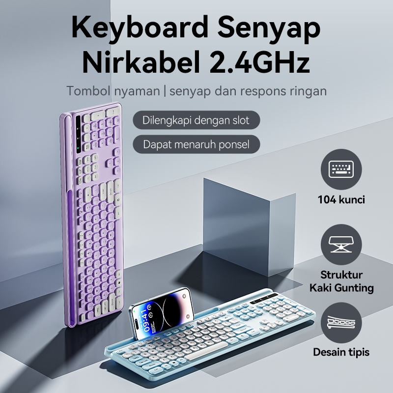 Jual [HOT]Keyboard Tanpa Kabel 2.4Ghz Gaming 104 Key Full Size ...