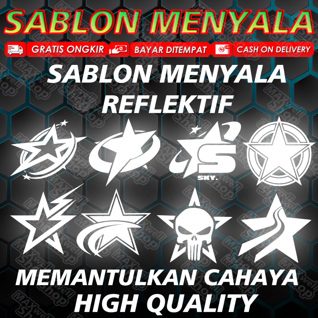 Jual SABLON SETRIKA MENYALA SABLON BINTANG REFLEKTIF SILVER MEMANTULKAN ...