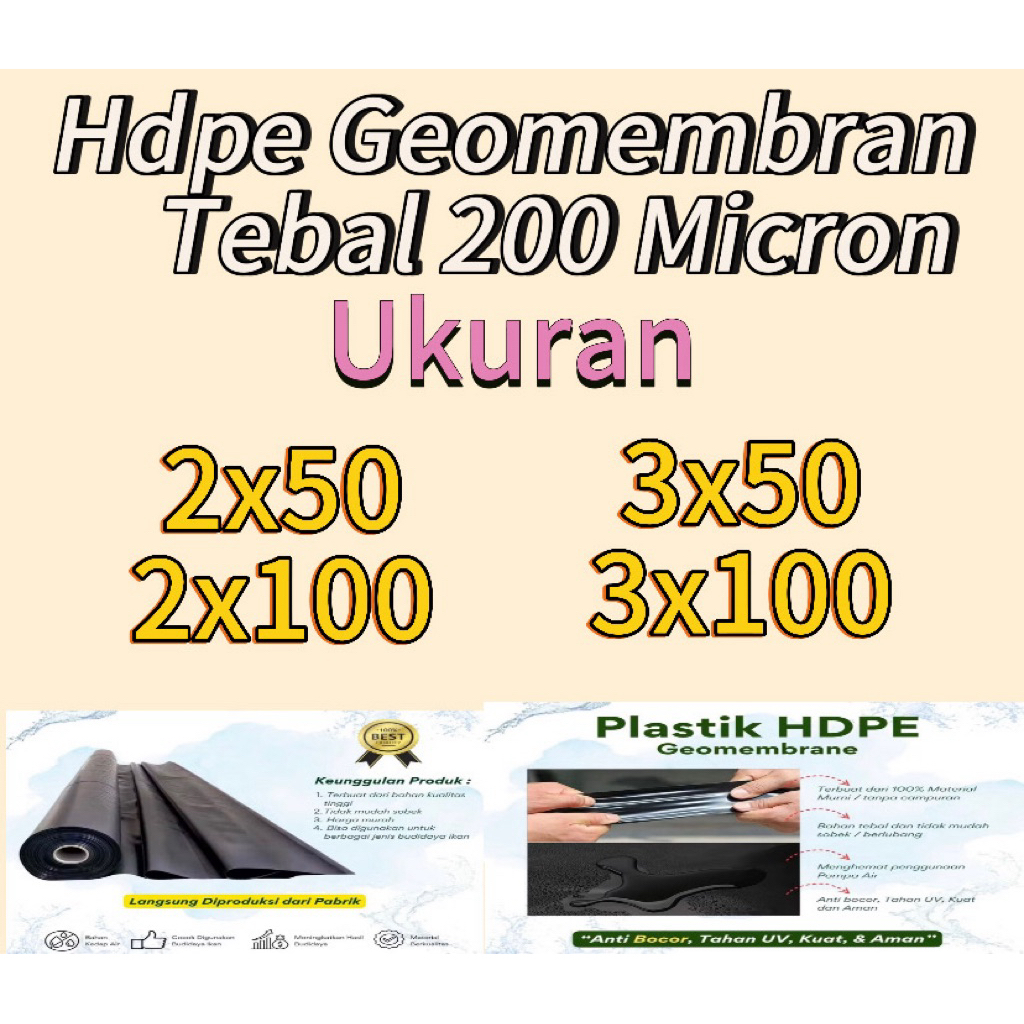 Jual Hdpe Geomembran berbagai ukuran Tebal 200 Micron ( kolam ikan ...