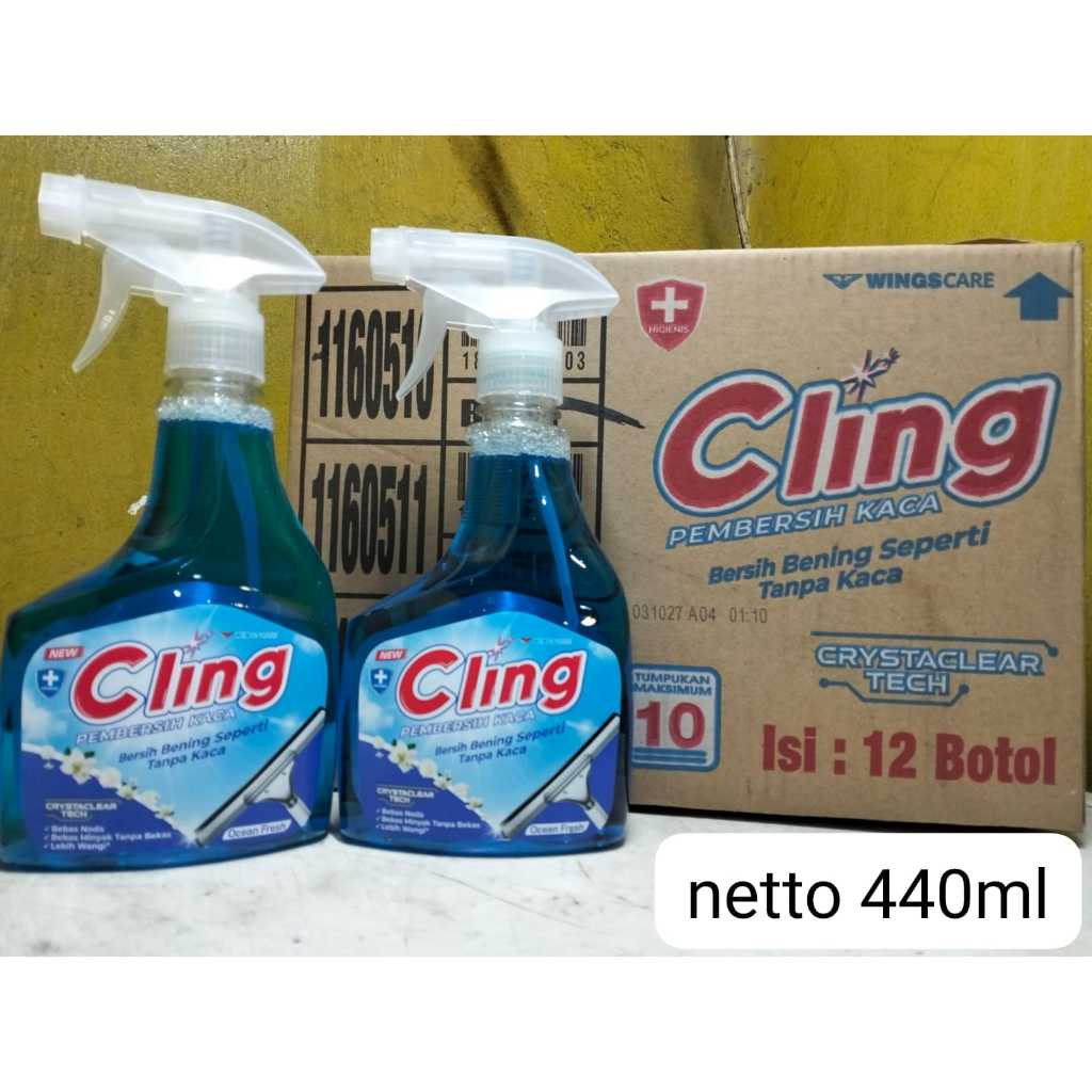 Jual Cling Pembersih Kaca Biru Ocean Fresh Botol 440 ml | Shopee Indonesia