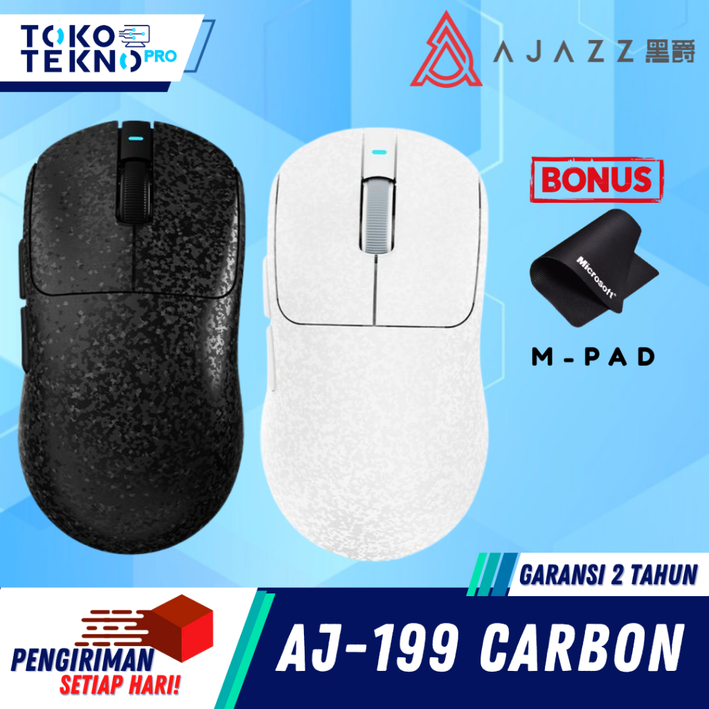 Jual AJAZZ AJ199 / AJ-199 Mouse Gaming Carbon Fiber Tri-Mode Wireless ...