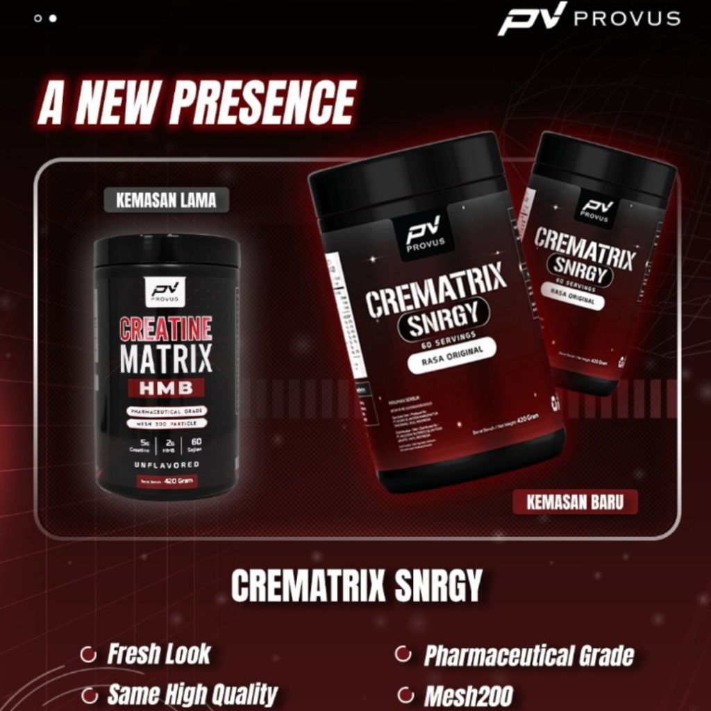 Jual PROVUS - Creatine Matrix HMB SNRGY 400gram & Kreatin Monohydrate ...