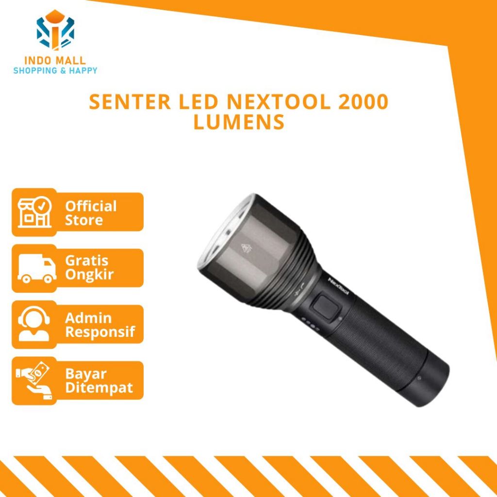 Jual Senter NexTool LED 2000 Lumens Isi Ulang USB Rechargeable | Shopee ...