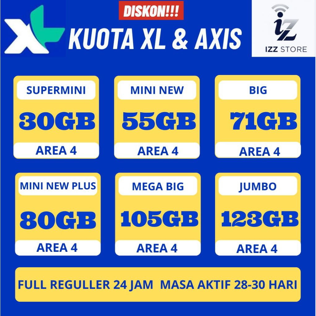 Jual PROMO PAKET DATA XL AXIS FULL KUOTA UTAMA 24 JAM GARANSI | Shopee ...