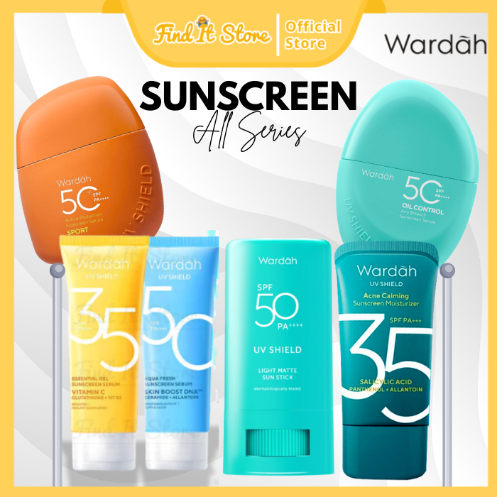 Jual Wardah Sunscreen series UV A / UV B SPF 50 PA++++ blue light ...