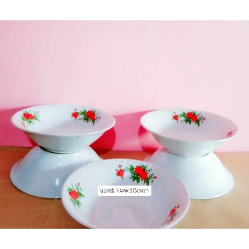 Jual Mangkok Keramik Motif Bunga Classik /Mangkok Putih Motif Rose ...