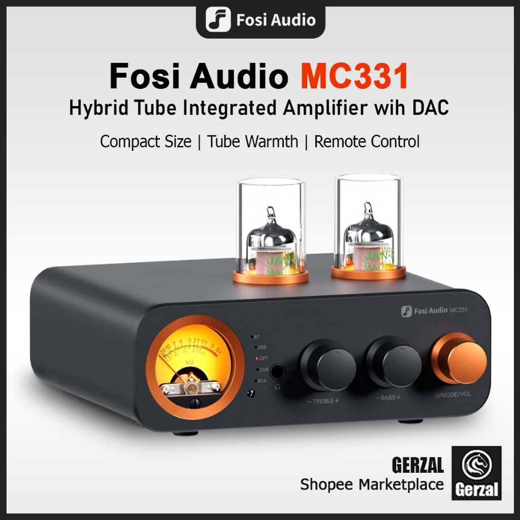 Jual Fosi Audio MC331 Amplifier Tube Bluetooth DAC TPA3221 with VU ...