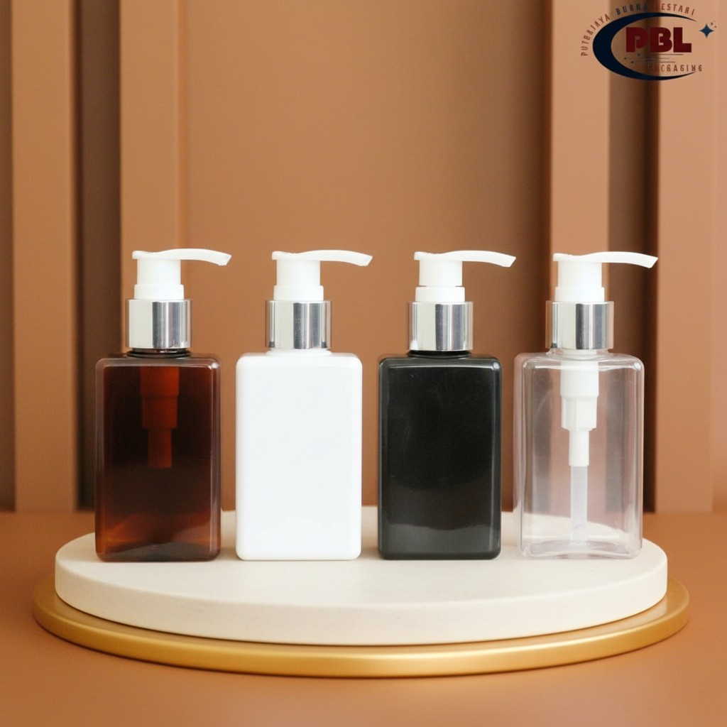 Jual Botol Pump 100ml Kotak Varian Warna - Tutup Pump Alumunium Neck 24 ...