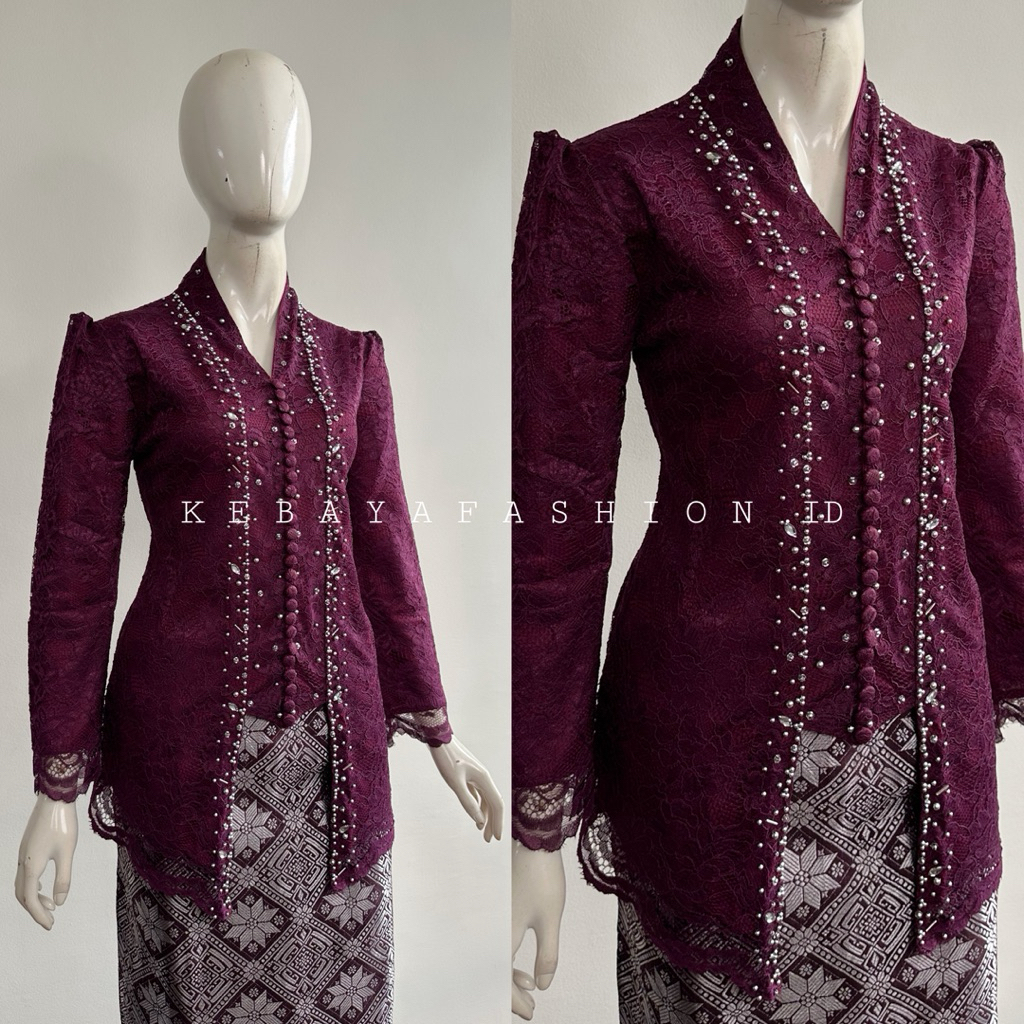 Jual New Arivall Kebaya Ivory Brukat Lace Premium Kebaya Kancing ...