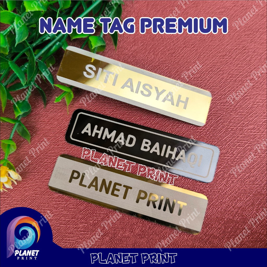 Jual Nama Dada Laser Titanium Mirror Papan Nama Mirror Premium Name Tag ...