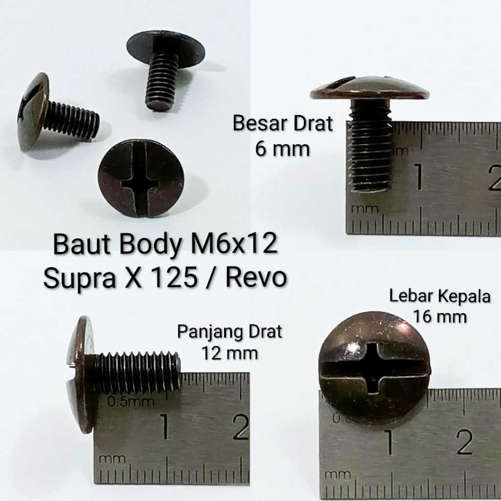 Jual Baut Body Supra X 125, Revo Hitam Isi 10 pcs Baut Cover Body ...