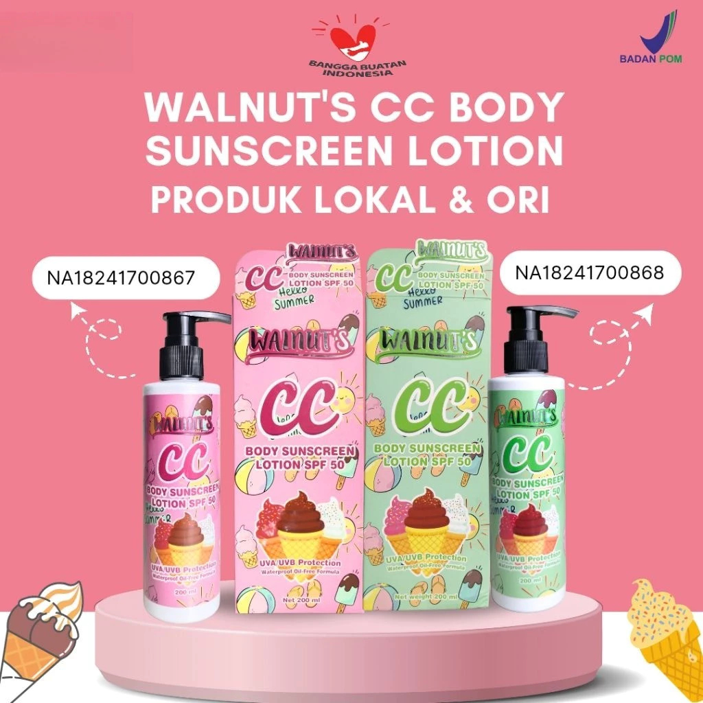 Jual Walnuts Body Sunscreen Lotion SPF 50 Tersedia Dalam Berbagai Warna ...