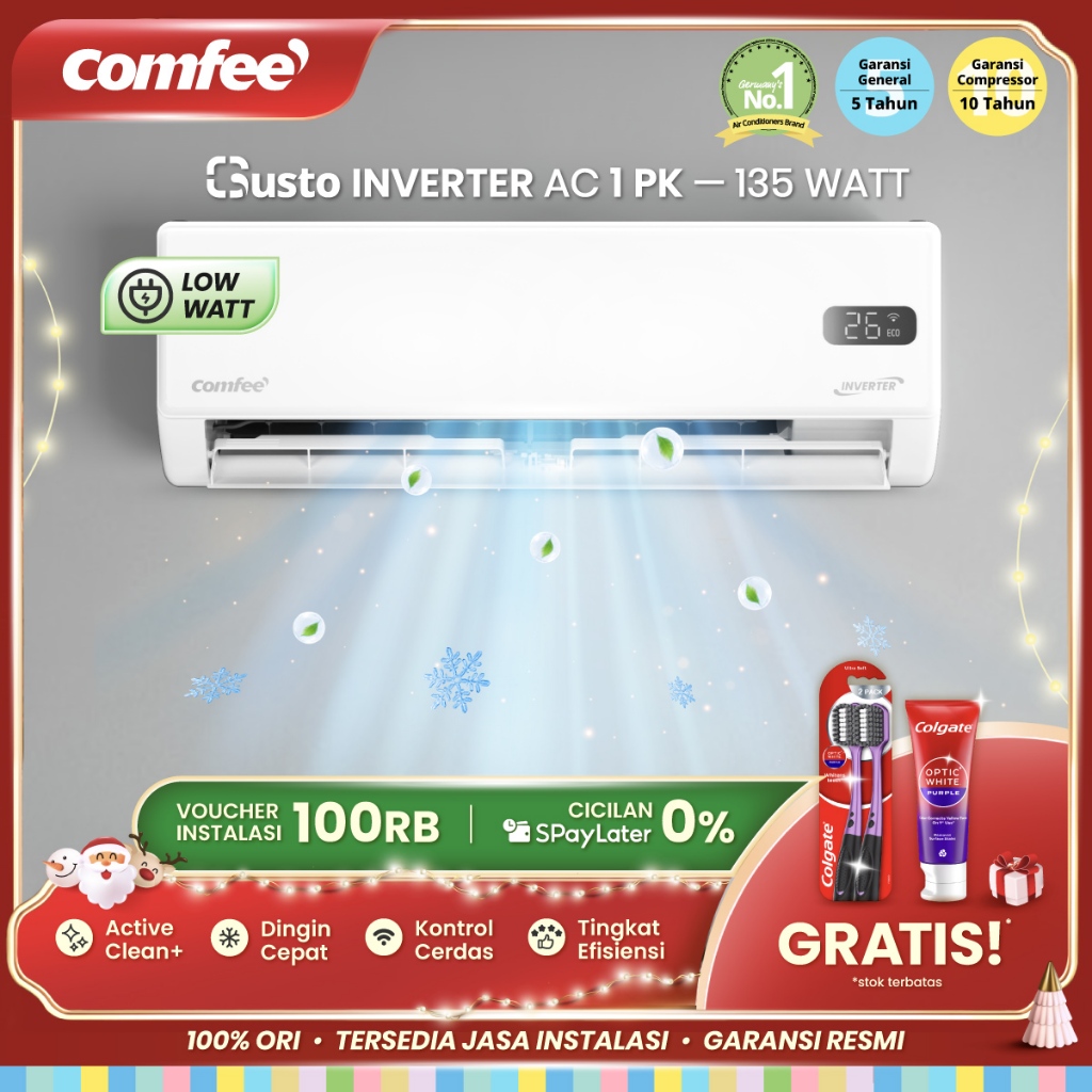 Jual COMFEE GUSTO AC 1 PK INVERTER CFS-10VGP Low Watt [INDOOR + OUTDOOR ...