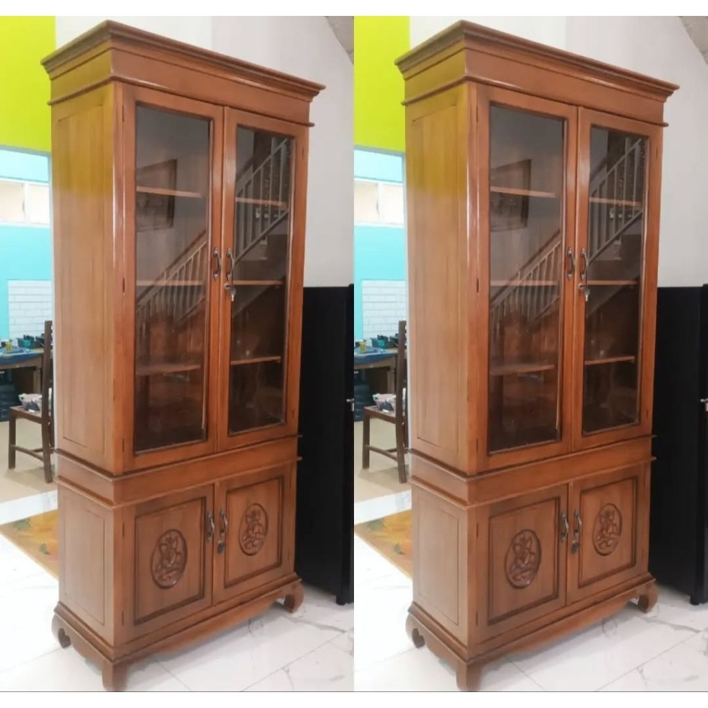 Jual Almari buku 4 pintu kayu jati anti rayap | Shopee Indonesia