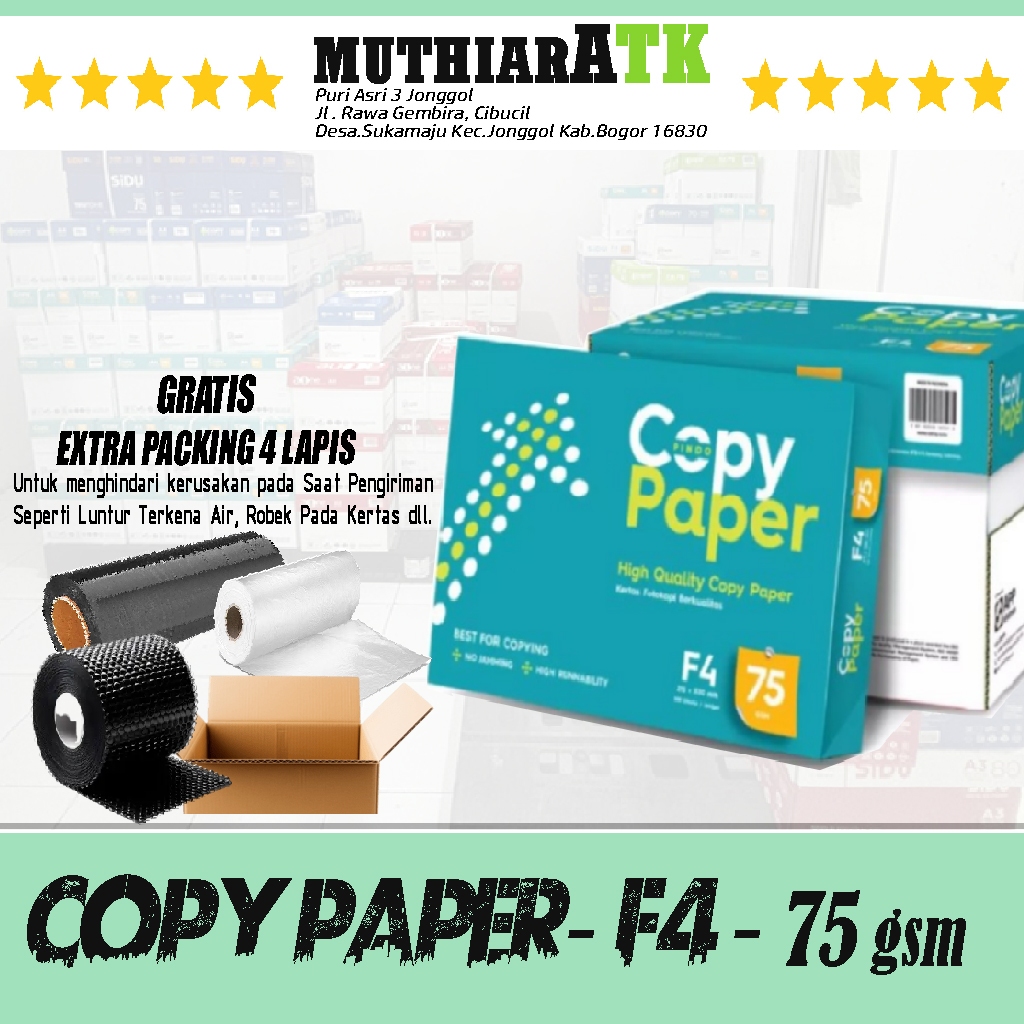 Jual KERTAS HVS F4 75 gram Copy Paper (Satuan Rim 500 Lembar) Product ...