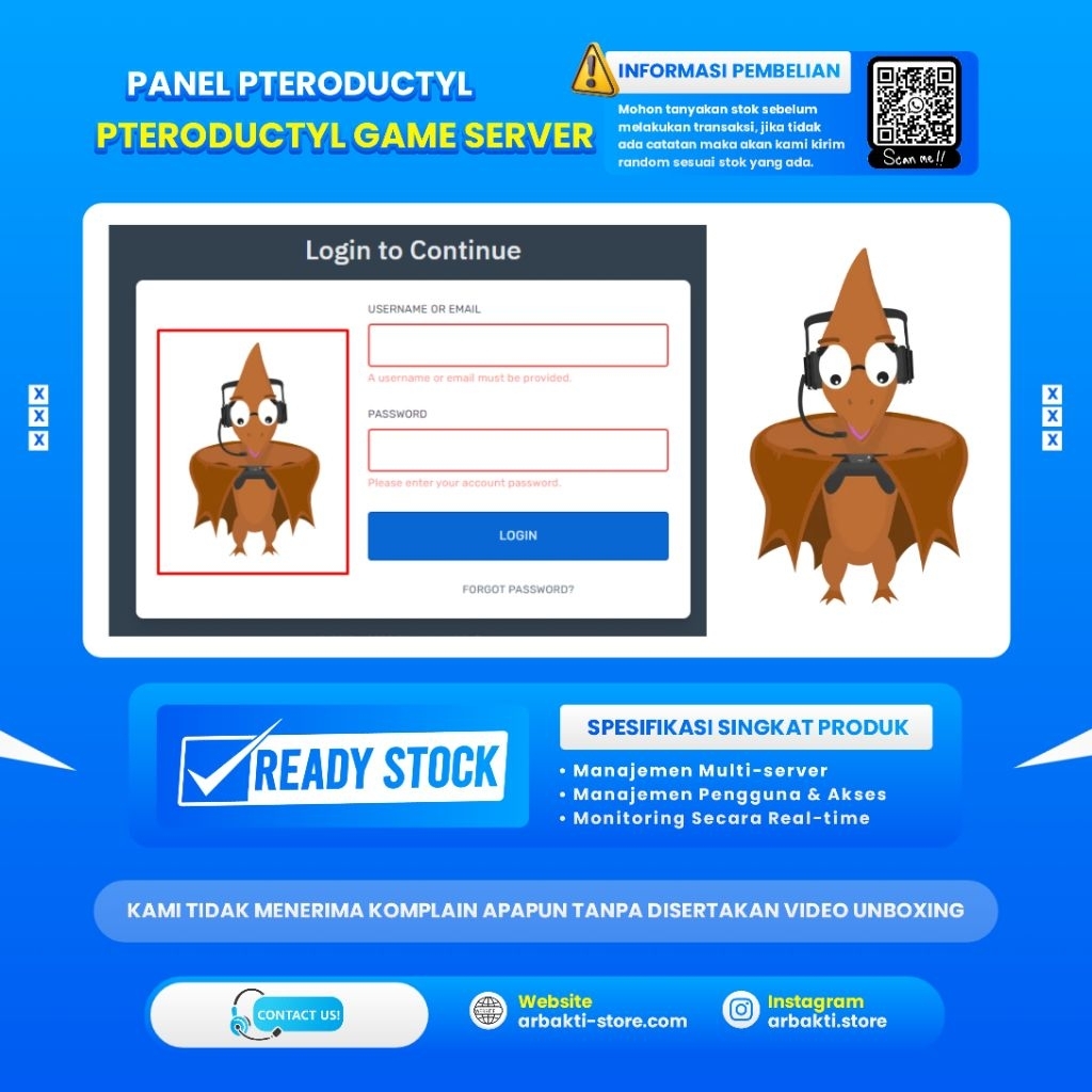 Jual PANEL PTERODACTYL – CLOUD SERVER CONTROL | Shopee Indonesia