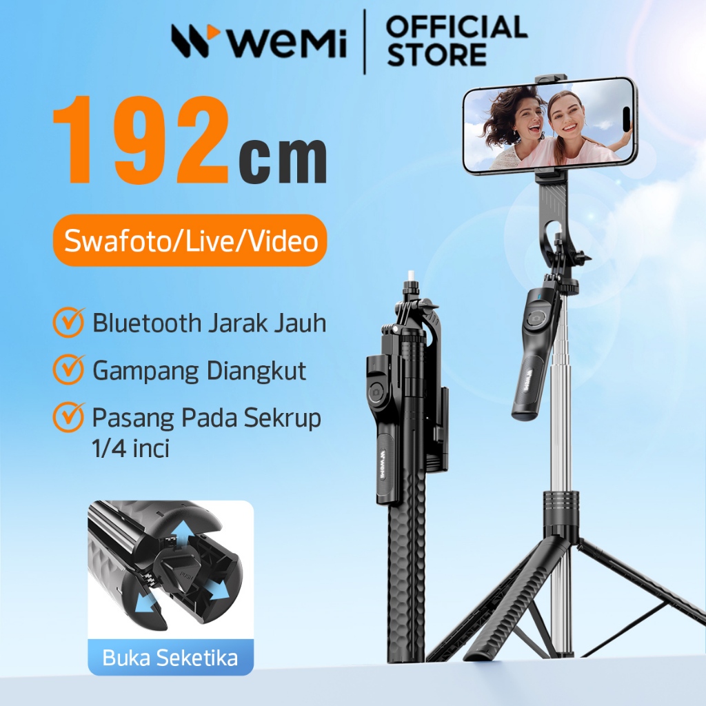 Jual WEMI M50 Tongsis Tripod Bluetooth 1.92m Remote Tongsis hp Selfie ...