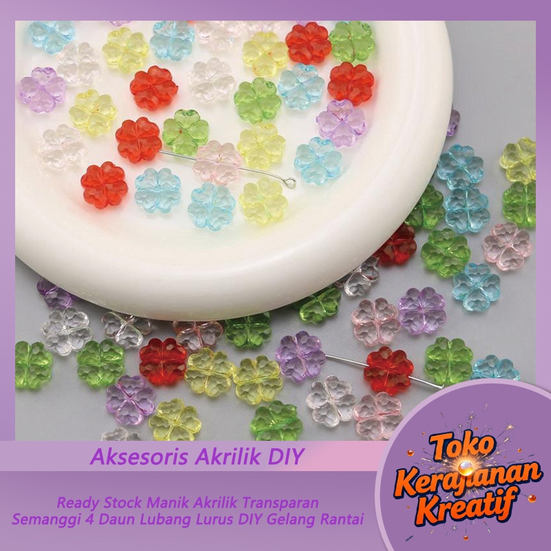 Jual Aksesoris Perhiasan DIY Akrilik Bunga Kecil Transparan Empat Daun ...