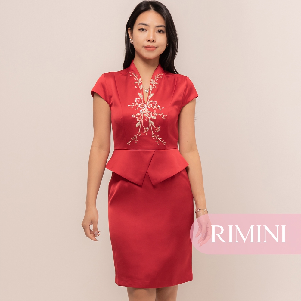 Jual RIMINI - Dress Cheongsam Berlengan Flower Embroidery Size XS-3XL ...