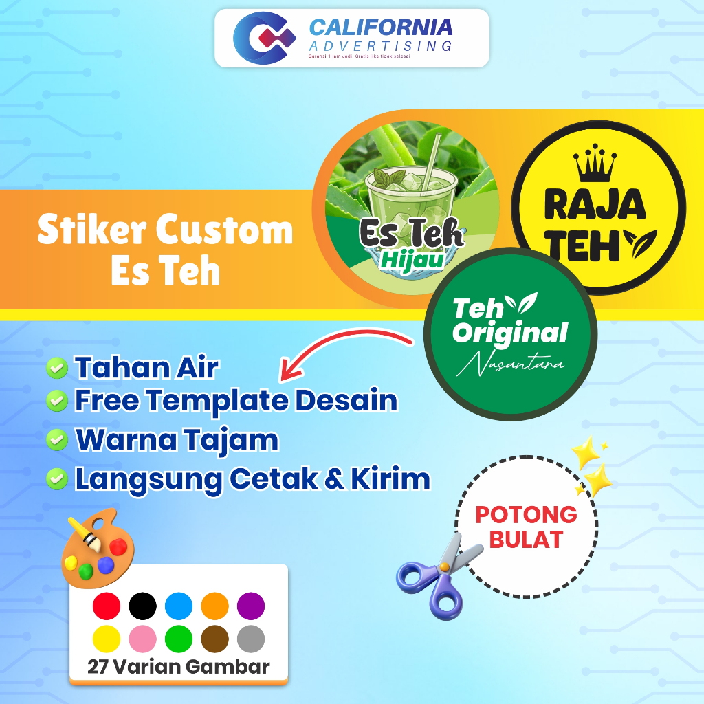 Jual [1HARI JADI] Cetak Stiker Label Minuman Es Teh / Stiker Kue Roti ...