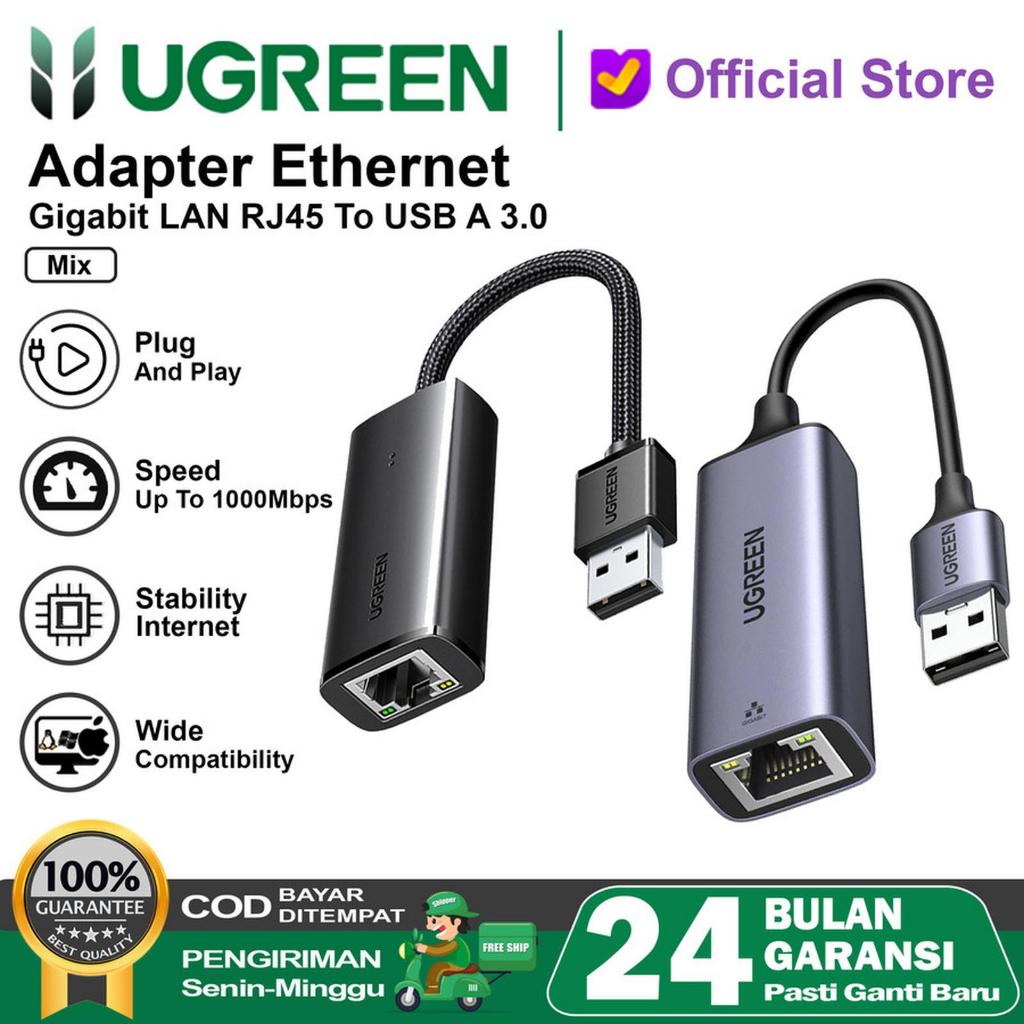 Jual UGREEN Adapter Ethernet USB to RJ45 Dan Type C to RJ4 Gigabit ...