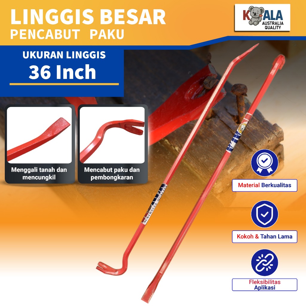Jual KOALA Linggis besar Pencabut Paku Crowbar 36" Inch 91 Cm Single ...