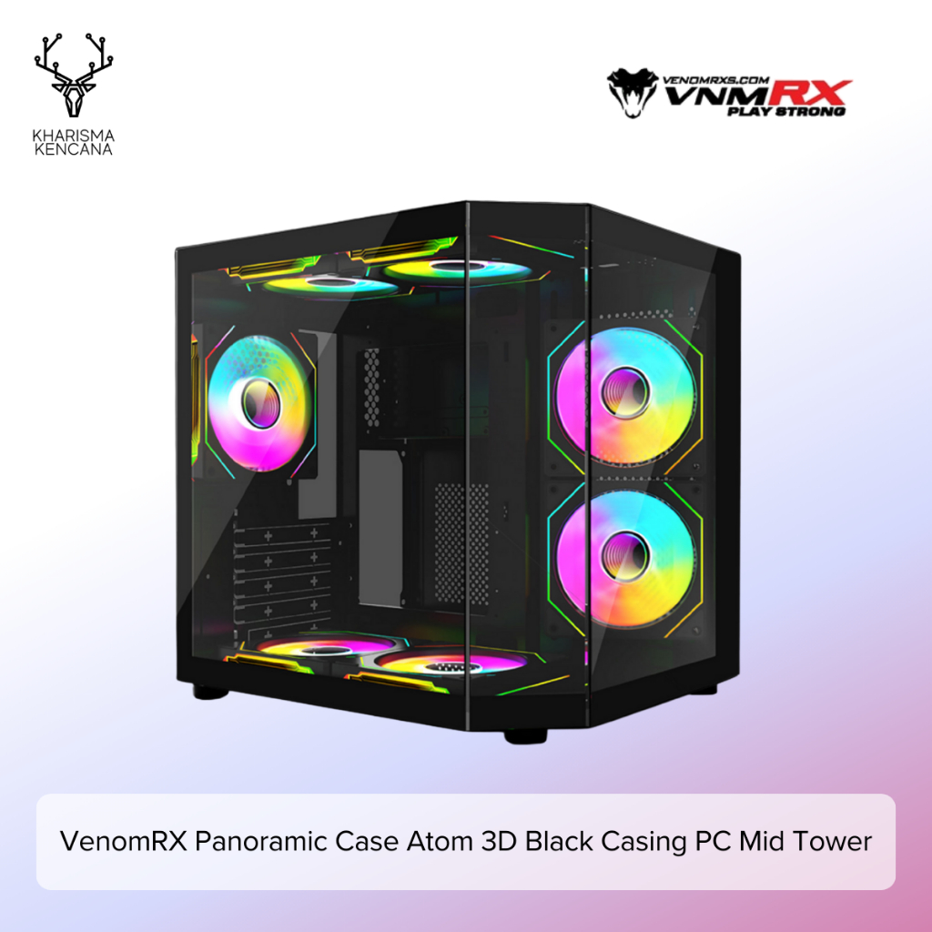 Jual VenomRX Panoramic Case Atom 3D M-ATX Tempered Glass ARGB – Black ...
