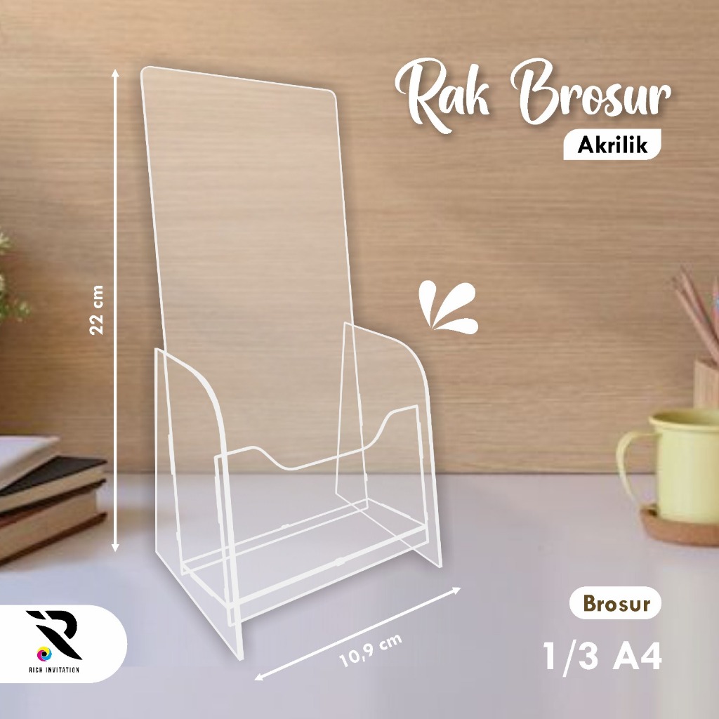 Jual Rak Brosur Akrilik Ukuran 22 x 10,9 x 9,8 Cm Display Tempat Brosur ...