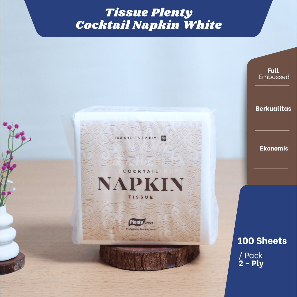 Jual MAHKOTA PLASTIK l TISSUE PLENTY NAPKIN COCKTAIL 100 SHEETS WHITE ...