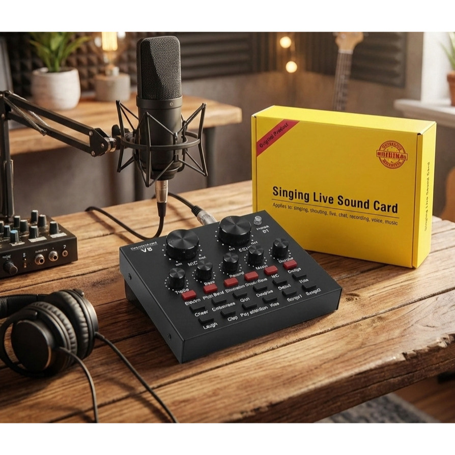 Jual Sound card V8 / Mixer Bluetooth SoundCard V8 Audio Usb External ...