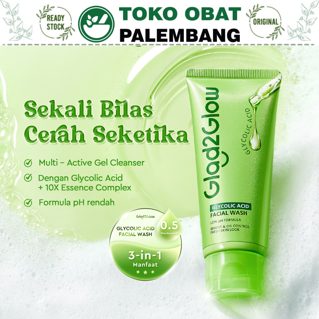 Jual GLAD2GLOW GLYCOLIC ACID FACIAL WASH 70ML SABUN CUCI MUKA LOW PH 3 ...
