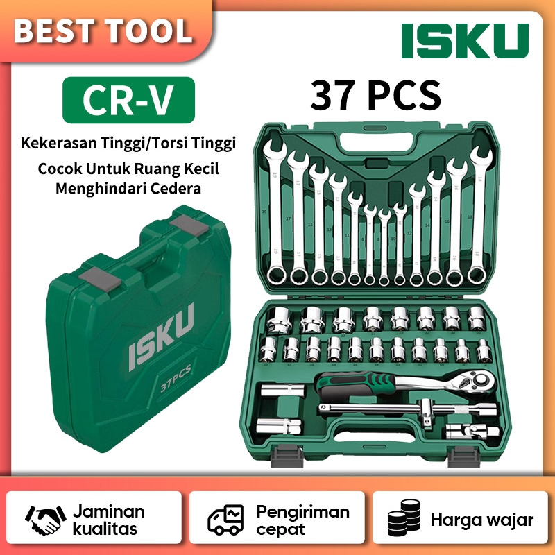 Jual ISKU Tool kit Set alat Kunci Sok set 37/53pcs 24gigi Kunci Pas Set ...