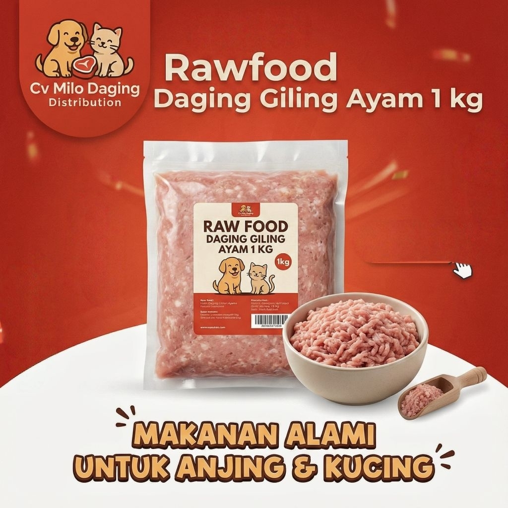Jual Daging Giling Ayam 1 kg - Raw Food Anjing Kucing (Dog/Cat Food ...