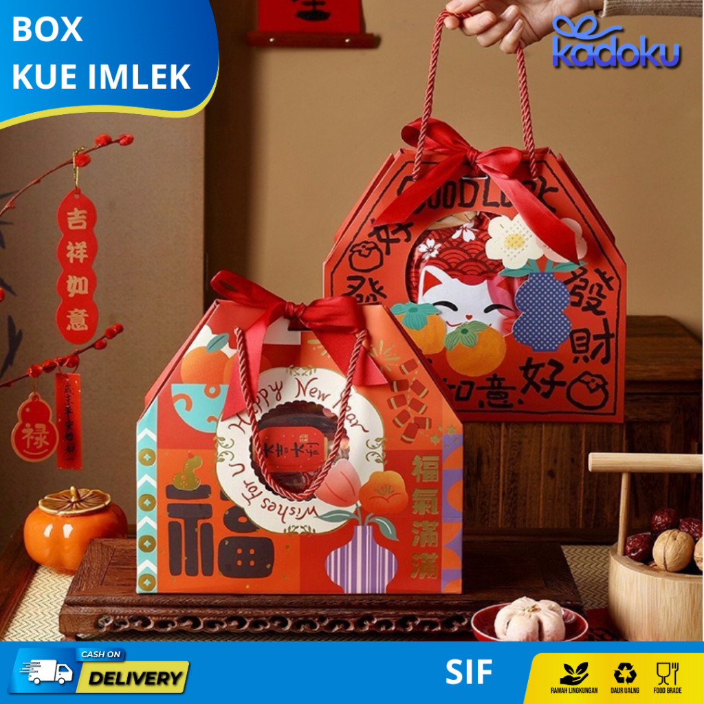 Jual Tas Imlek Jendela Mika Segi 6 / Tas Hampers Imlek / Parcel Bag ...