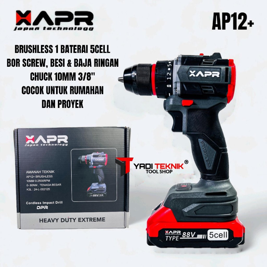 Jual APR BOR CORDLESS BRUSHLESS TYPE AP12+ 10mm keyless auto lock mesin ...