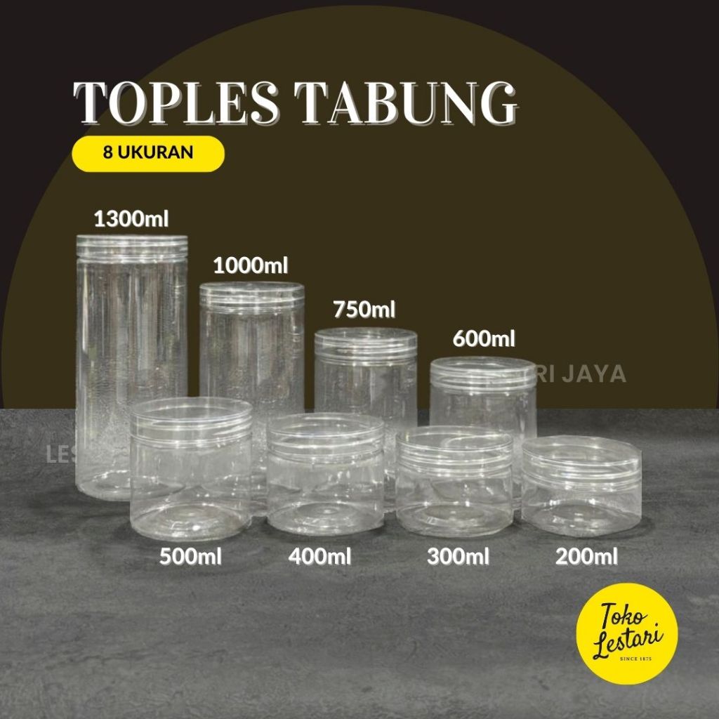 Jual Toples Tabung / Toples Jar / Toples Plastik Ukuran 200 ml 300 ml ...