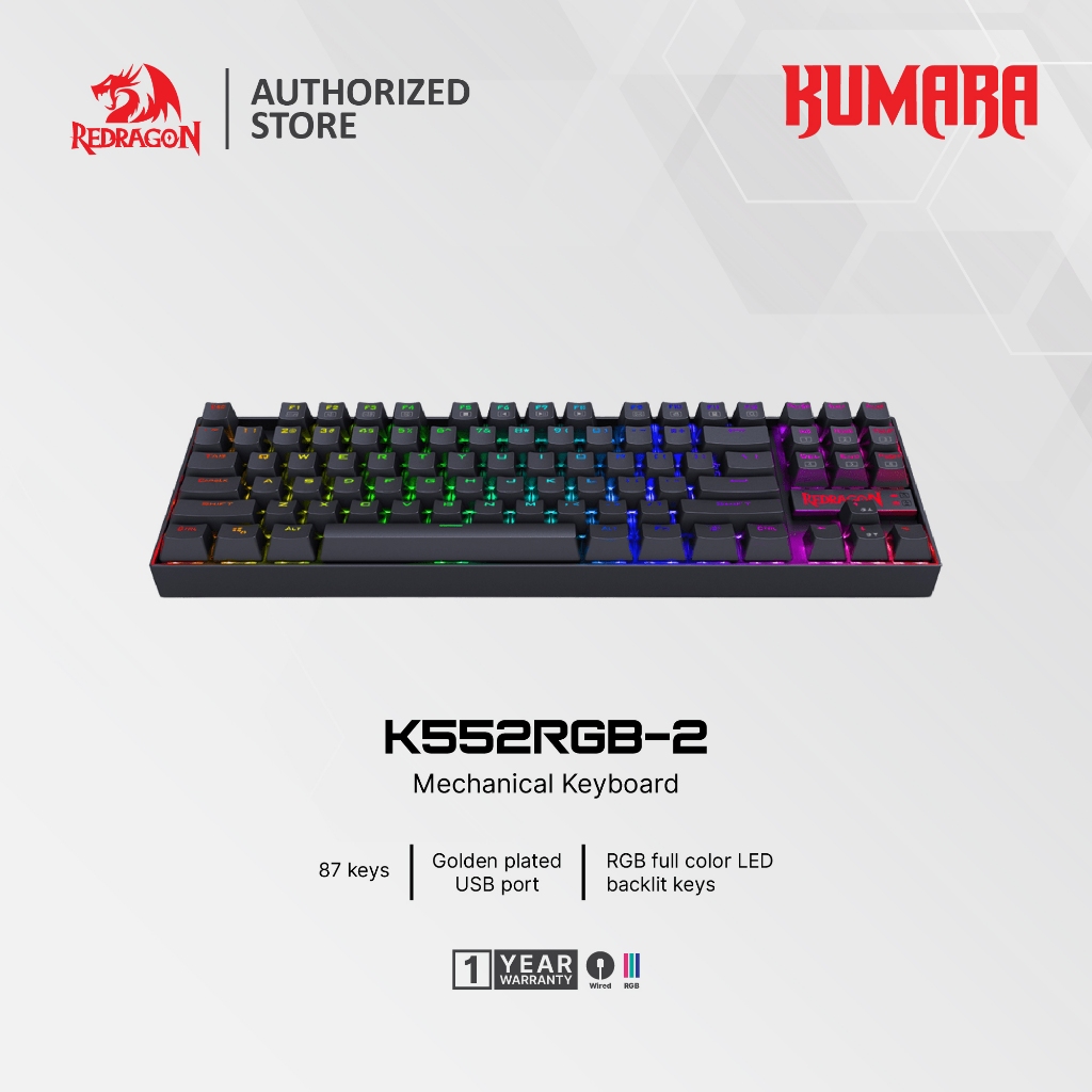 Jual Redragon KUMARA K552 RGB Black 87Keys Wired Mechanical Gaming ...