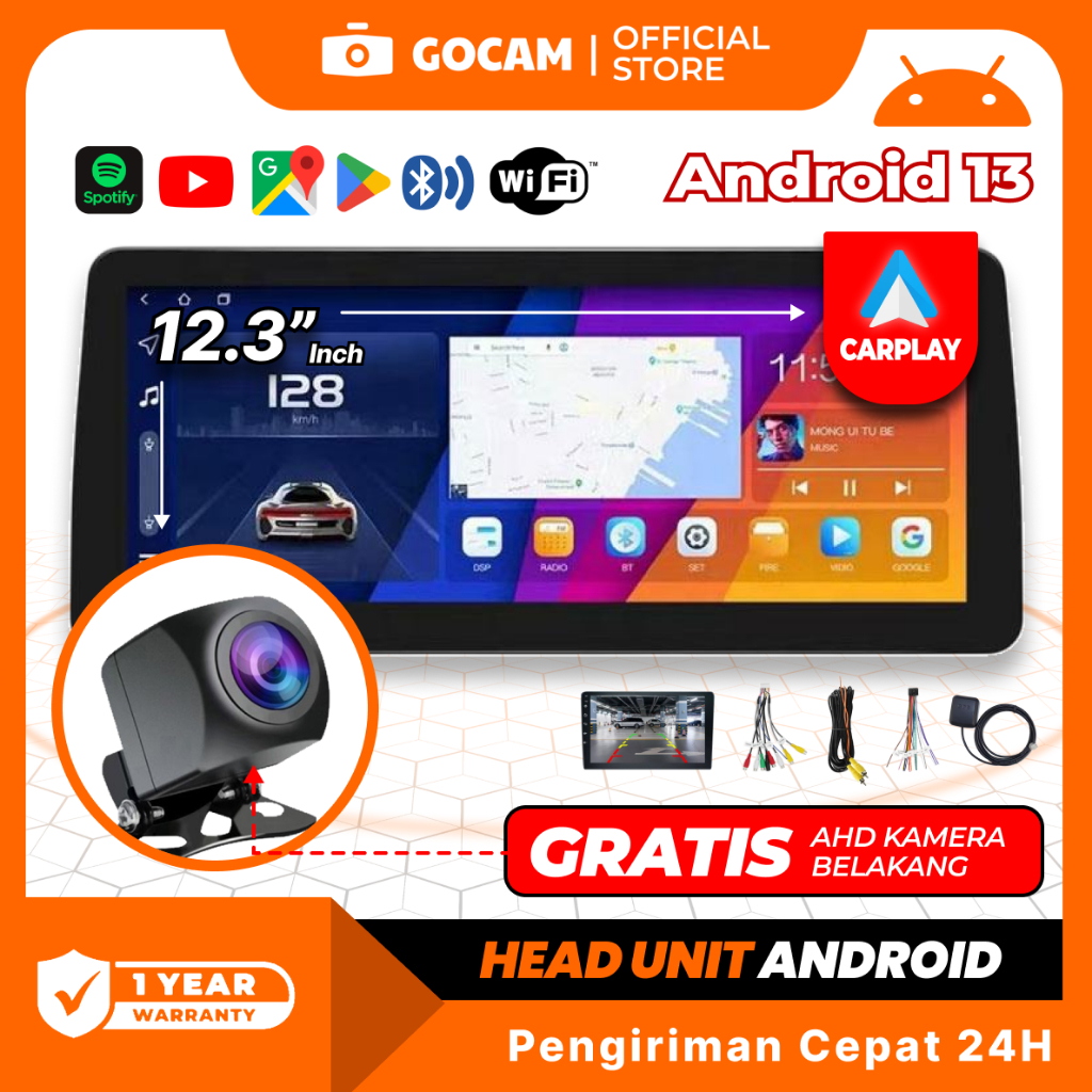 Jual GOCAM Head Unit Android 12,3inch 4/64GB Cooling System Car Android ...