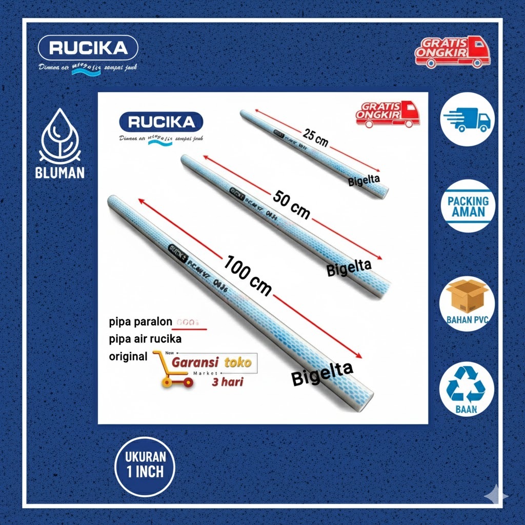 Jual Pipa Potongan PVC paralon Rucika 1 inch 100 cm 50 cm 25 cm / pipa ...
