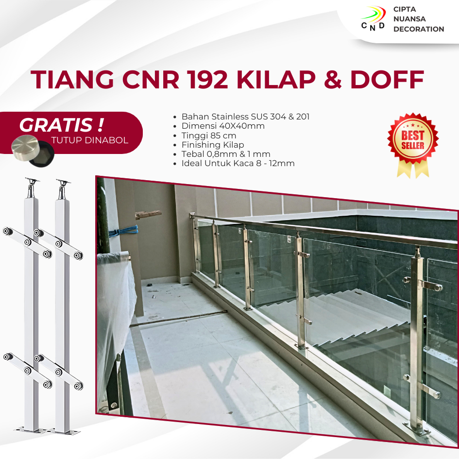 Jual Tiang Railing CnR 192 Hollow Kotak 40x40 Untuk Tangga Balkon ...