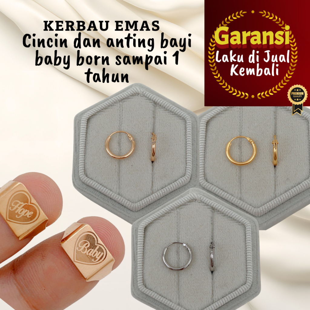 Jual EL Cincin Dan Anting Bayi Baby Born Sampai Satu Tahun Warna 10K ...