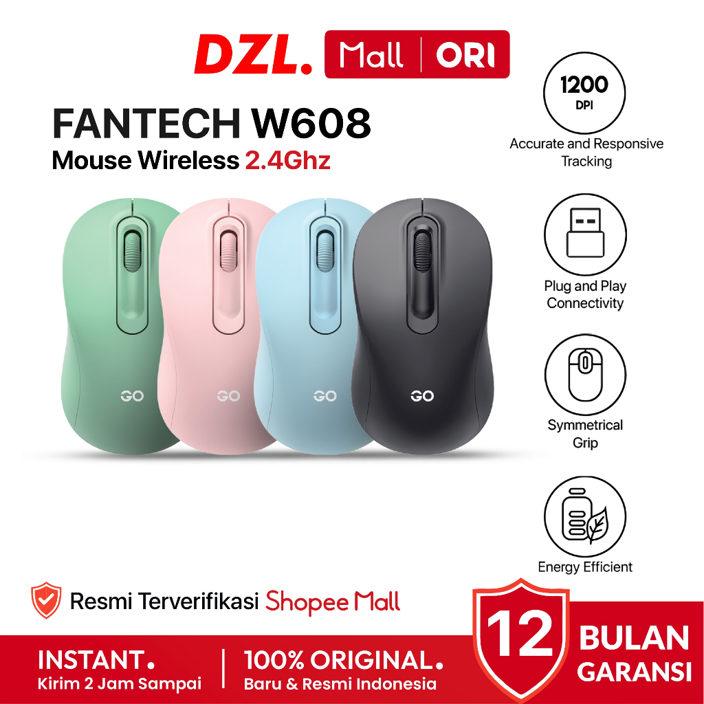 Jual DZL - FANTECH W608 Mouse Wireless Silent Click DPI Adjustable ...