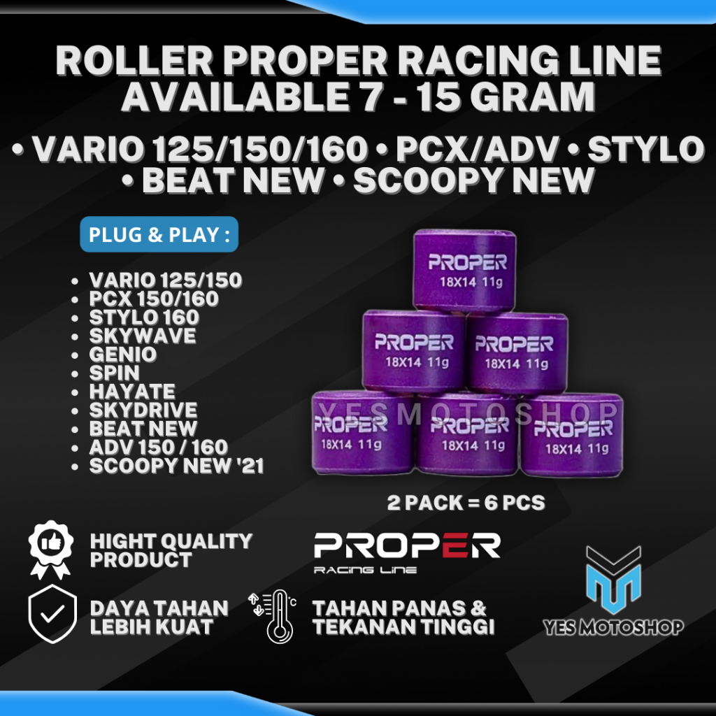 Jual ROLLER PROPER RACING LINE 20X15 7 - 15 GRAM VARIO 125 150 160 PCX ...