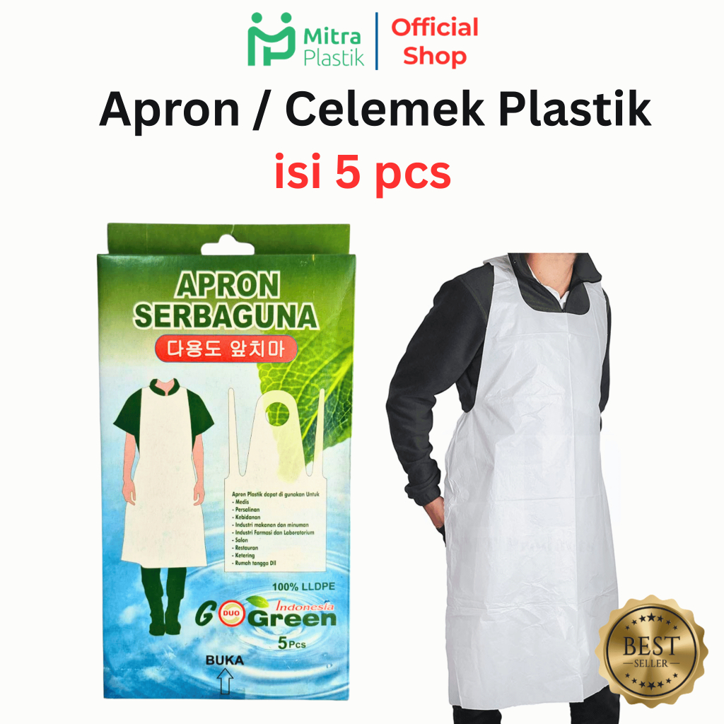 Jual Apron Plastik Serbaguna / Celemek Plastik Sekali Pakai Isi 5 pcs ...