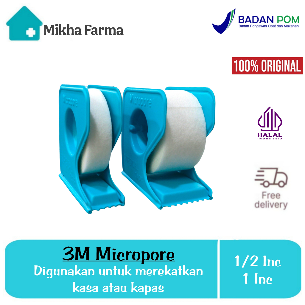 Jual Micropore M3 | Plester Putih Pembalut Luka Roll - 1 Inch dan 1/2 ...