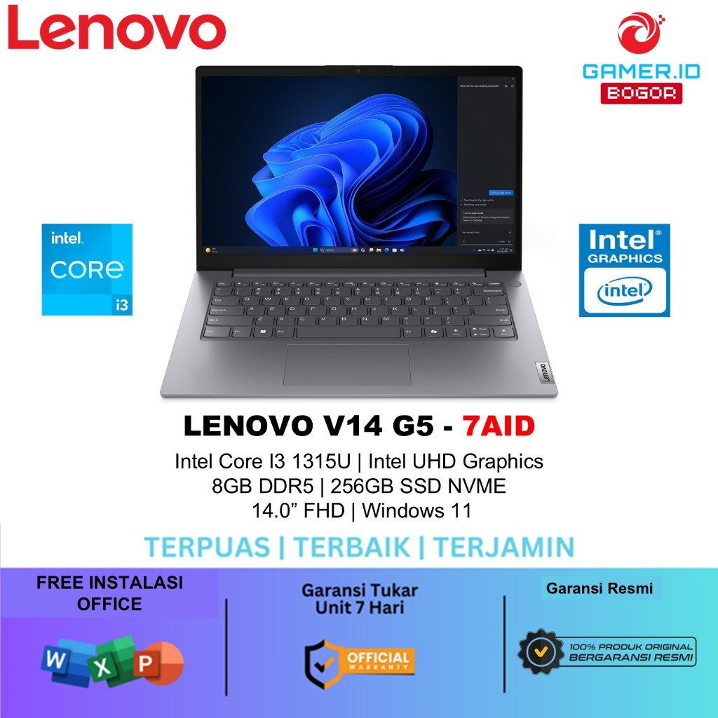 Jual LENOVO V14 G5 INTEL CORE I3 1315U 8GB 256GB W11 14.0 FULL HD GREY ...