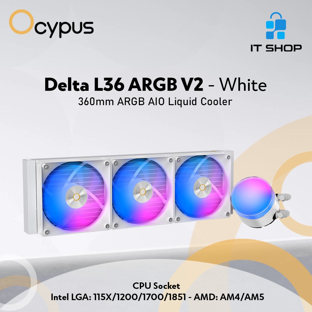 Jual OCYPUS Delta L36 ARGB V2 White 360mm ARGB AIO Fan Liquid Cooler ...