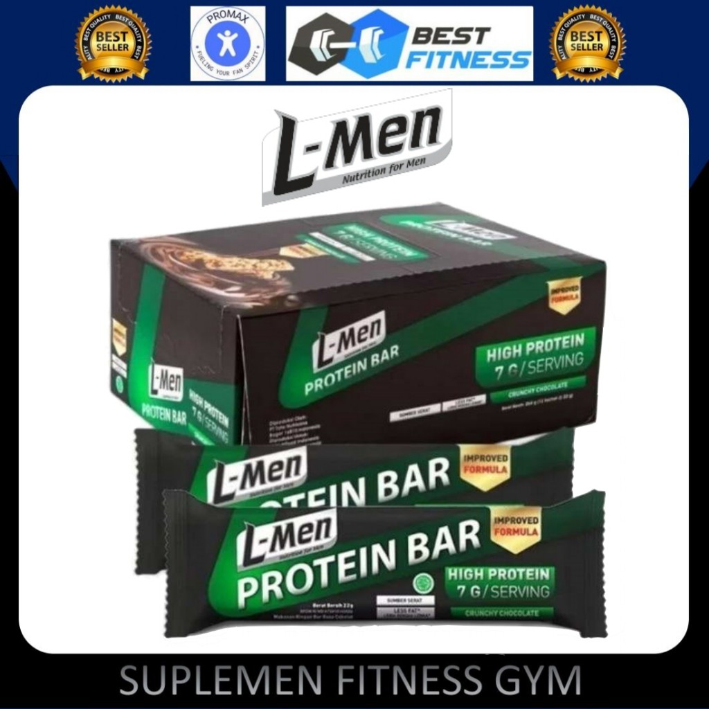 Jual L-Men Protein Bar Crunchy Chocolate 12 sachet Camilan Rendah Lemak ...